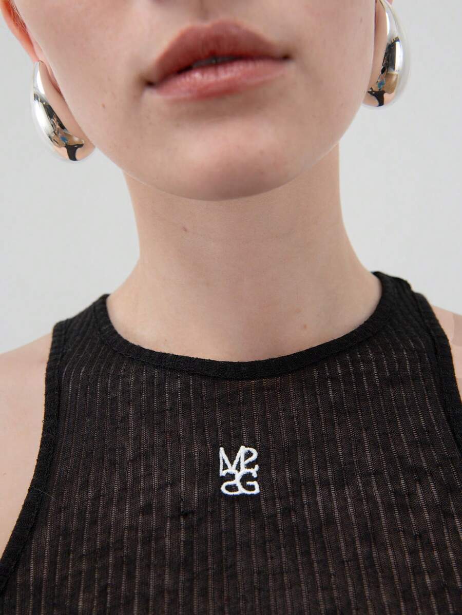 MISSGUIDED Logo Rib Tank Black | SHEIN USA
