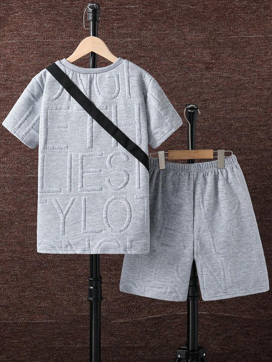 SHEIN Genkimix Kids 2pcs/Set Tween Boys' Casual T-Shirt And Shorts ...