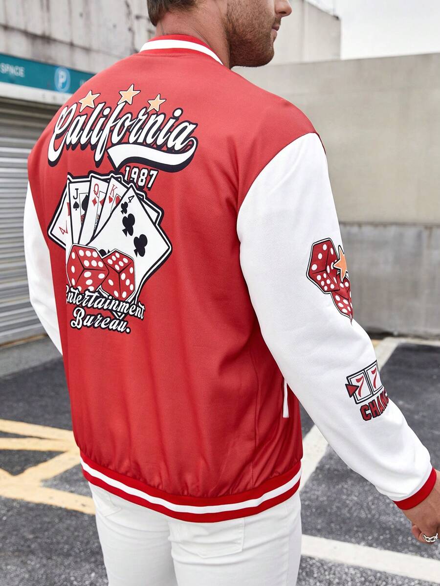 Manfinity Hypemode Men's Plus Size Letter & Poker Pattern Printed ...