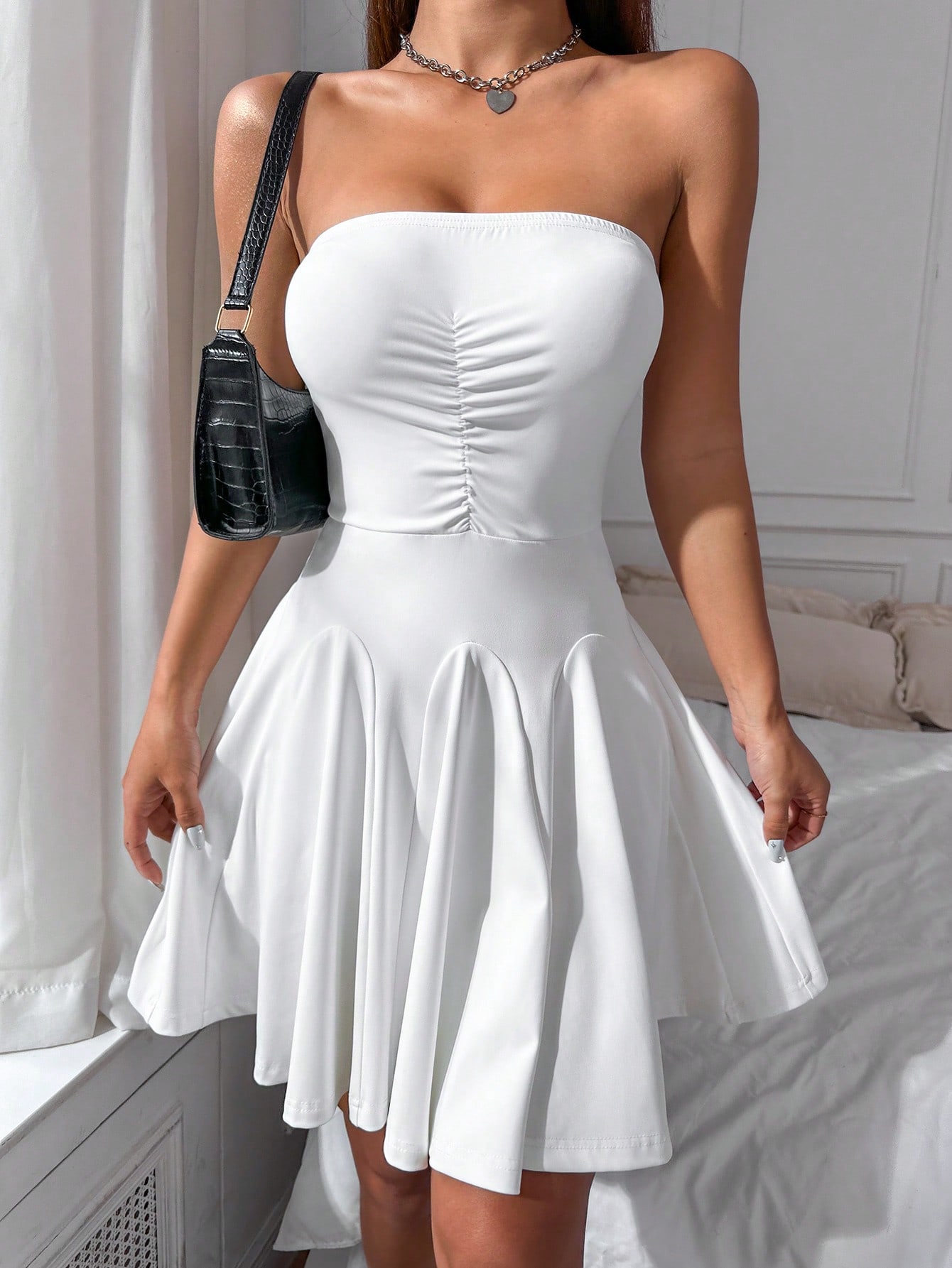 Simple Strapless Cute Dress | SHEIN USA