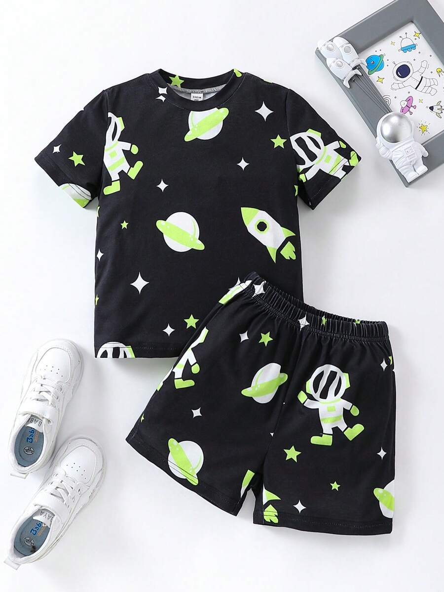 SHEIN 2pcs/Set Young Boy Cute Star & Space Character Glow-In-The-Dark ...