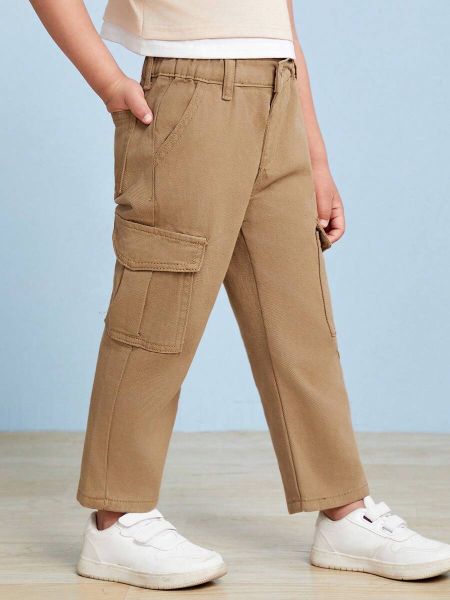 Little Boys' Cute Cargo Style Denim Khaki Pants | SHEIN USA