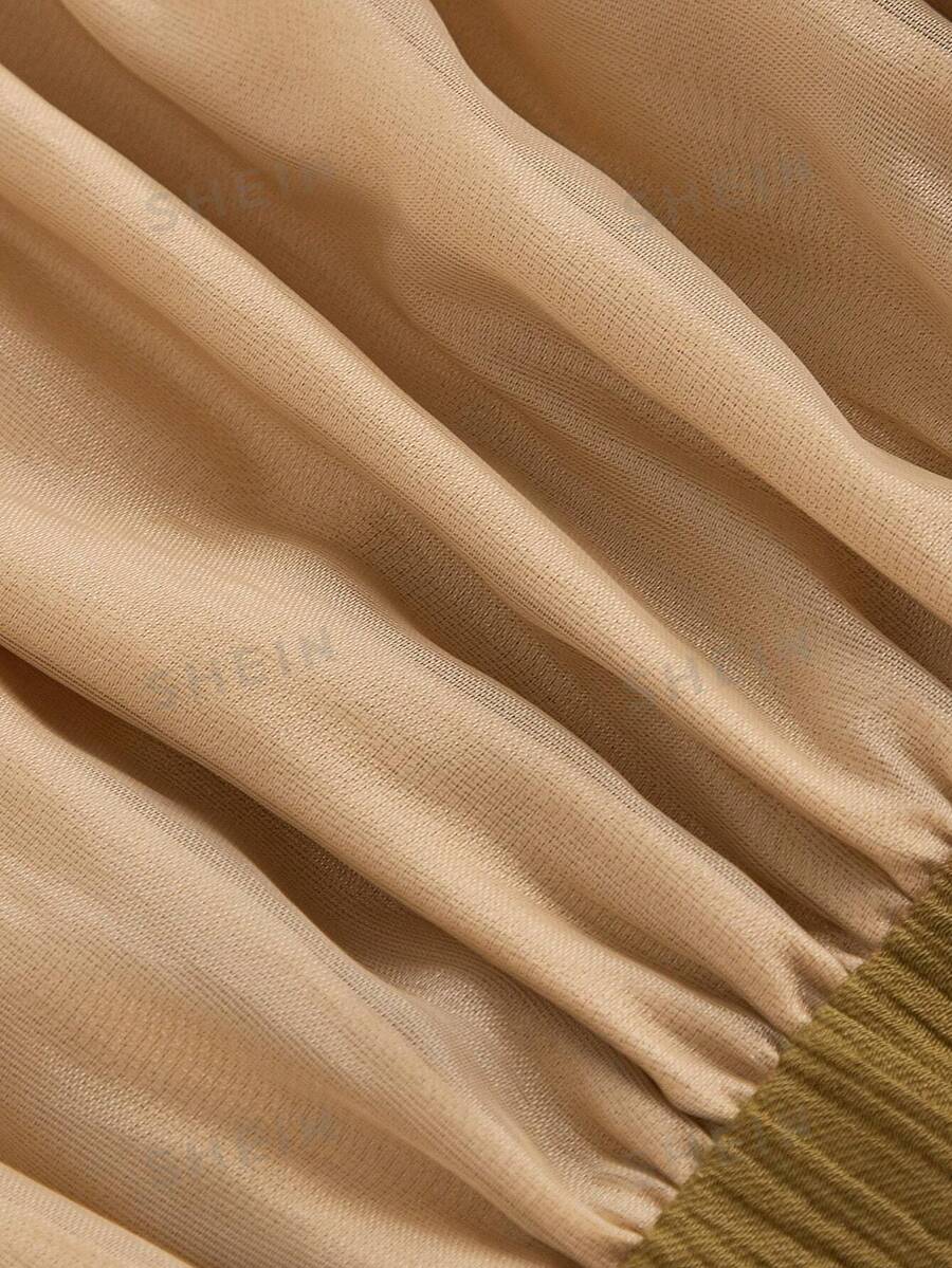 SHEIN MOD Robe kaki avec patchwork de couleurs contrastantes ...