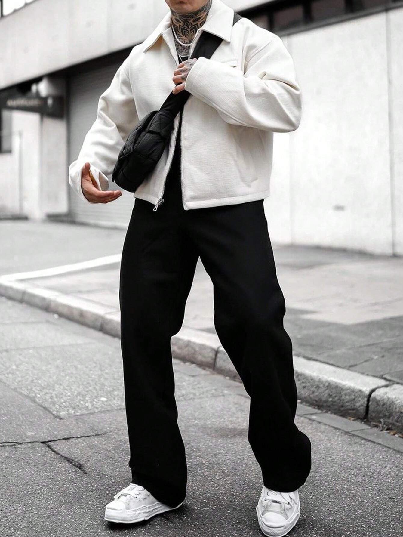 Manfinity Homme Men's Straight Fit Suit Pants With Slanted Pockets ...