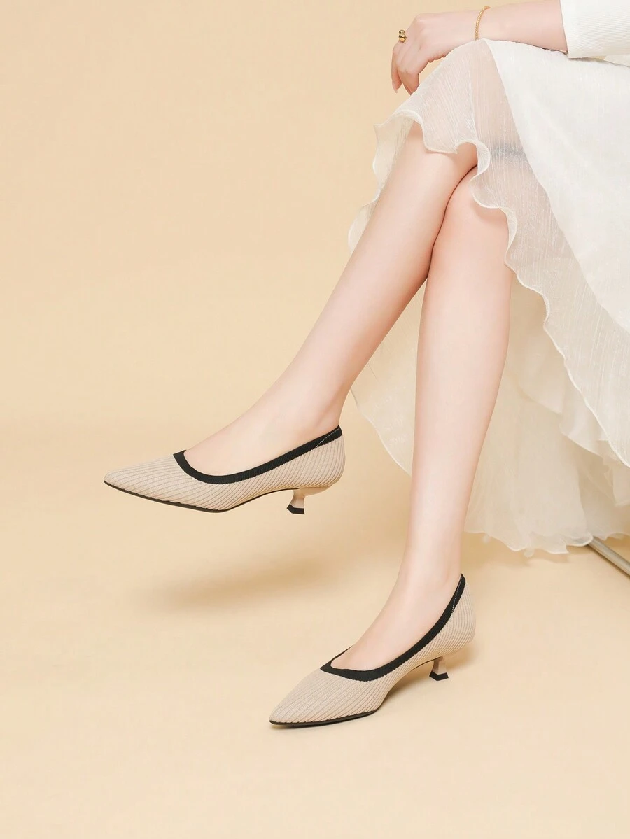 Women's Spring Summer Knitted High Heels, Pointed Toe Stiletto With ...
