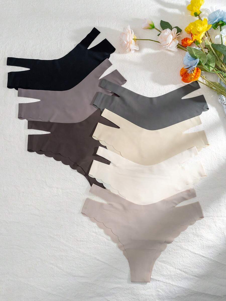 7pcs/Pack Hollow Out Scallop Edge Seamless Triangle Panties For Women ...