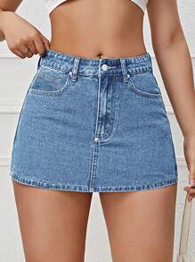 SHEIN Qutie Mini Denim Skort | SHEIN UK