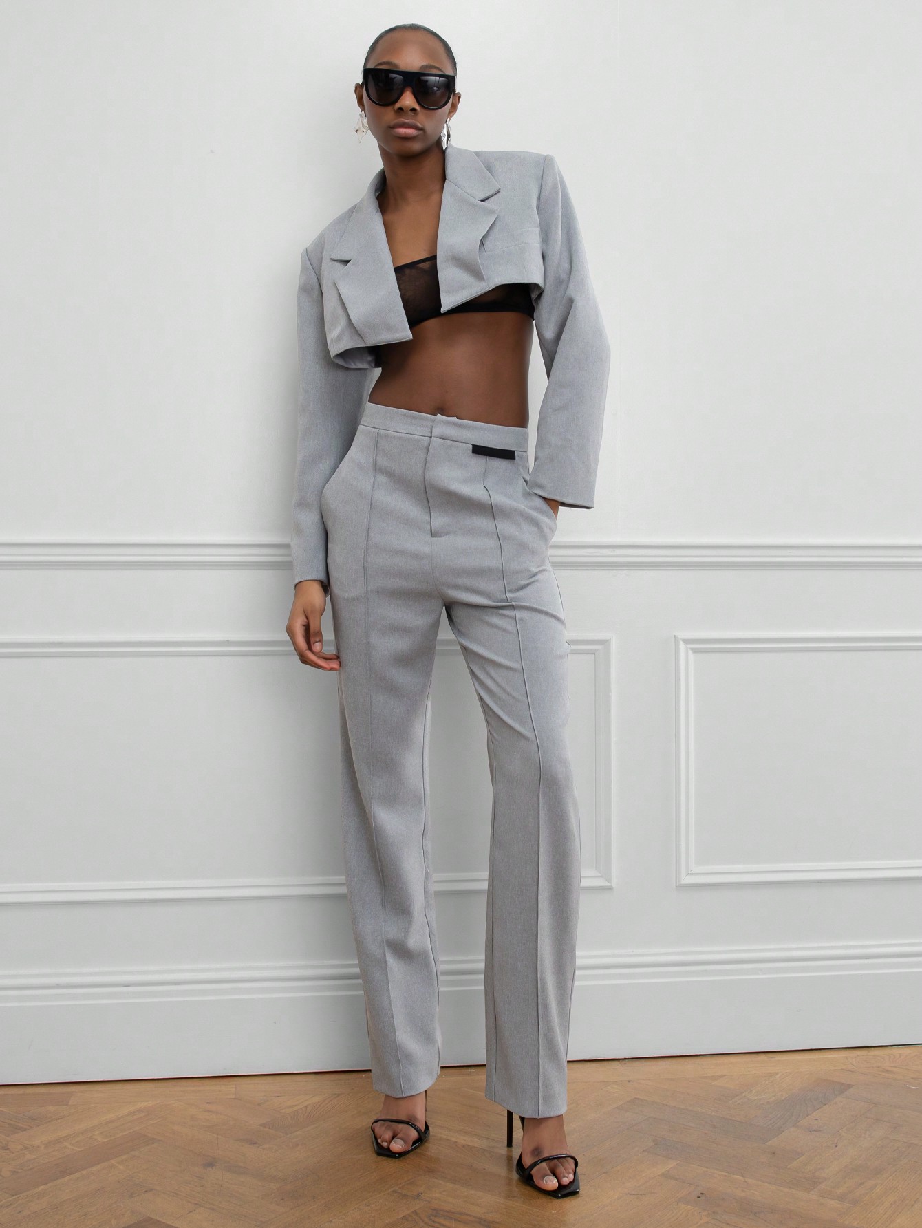 MISSGUIDED Micro Crop Blazer And Tailored High Rise Trouser Suit | SHEIN UK