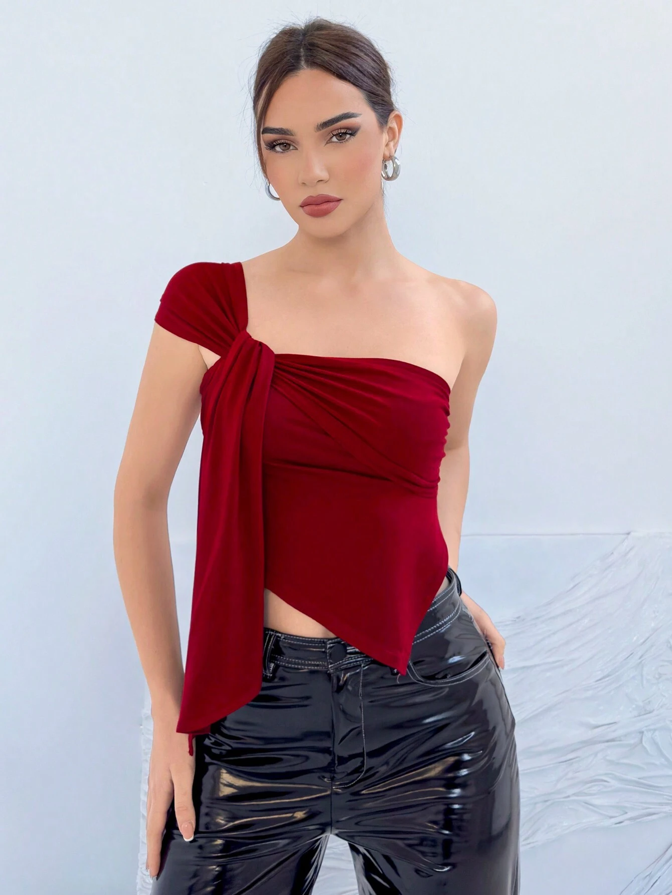 SHEIN Aloruh Women'S Asymmetrical One Shoulder Short Sleeve T-Shirt ...