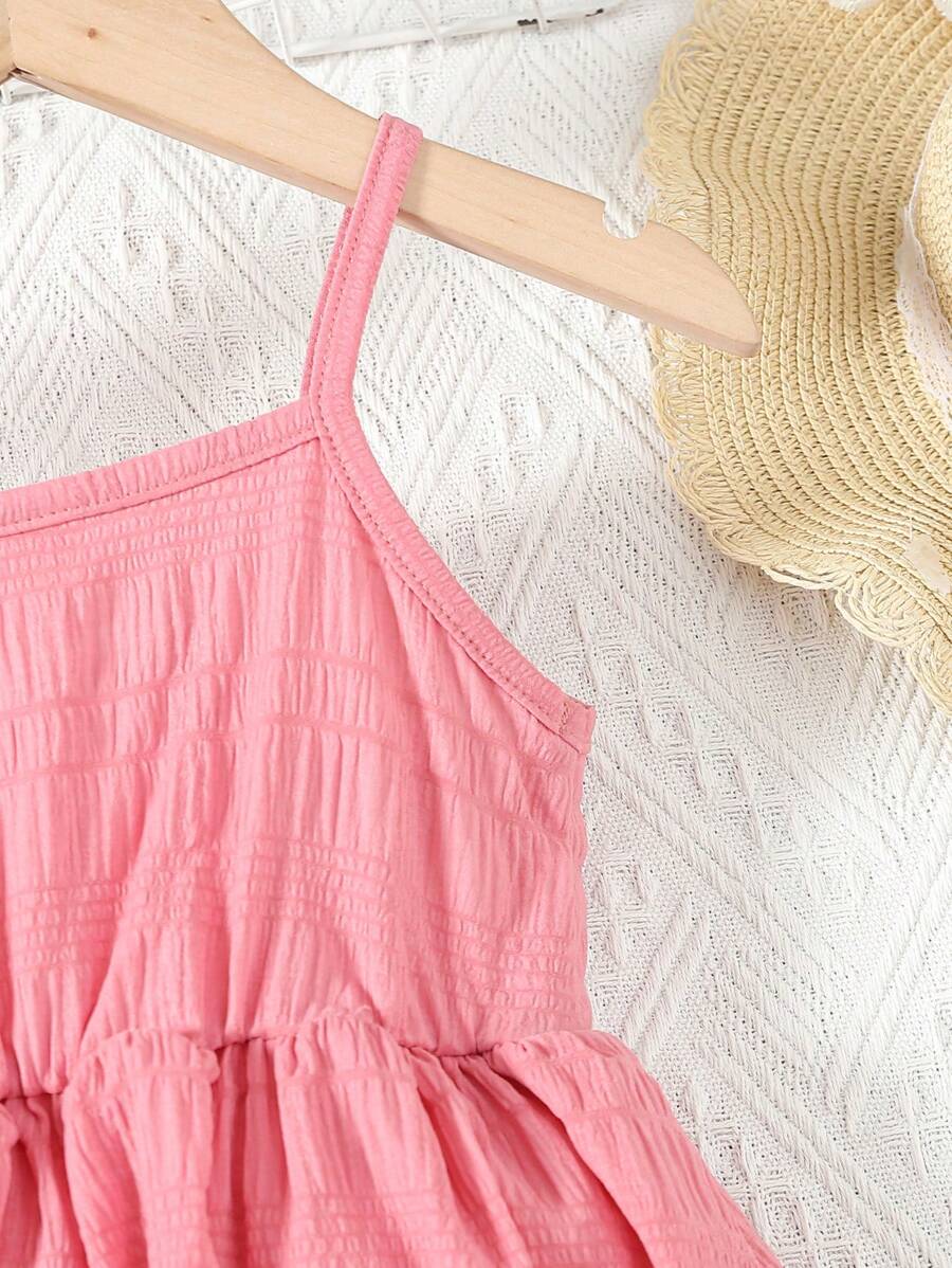 SHEIN Vintaside Kids Sukienka dla młodej dziewczyny z różową teksturą ...