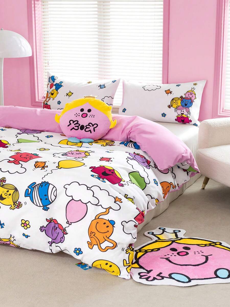 Mr Men Little Miss X SHEIN Cartoon Duvet Cover Set For Girls, Soft ...