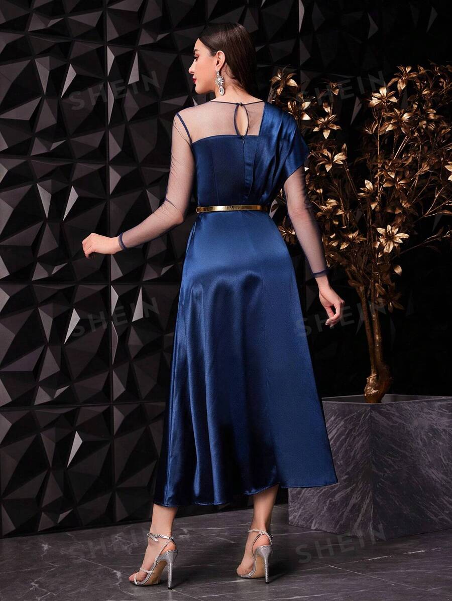 SHEIN Modely Vestido largo de noche elegante de mujer con acabado ...