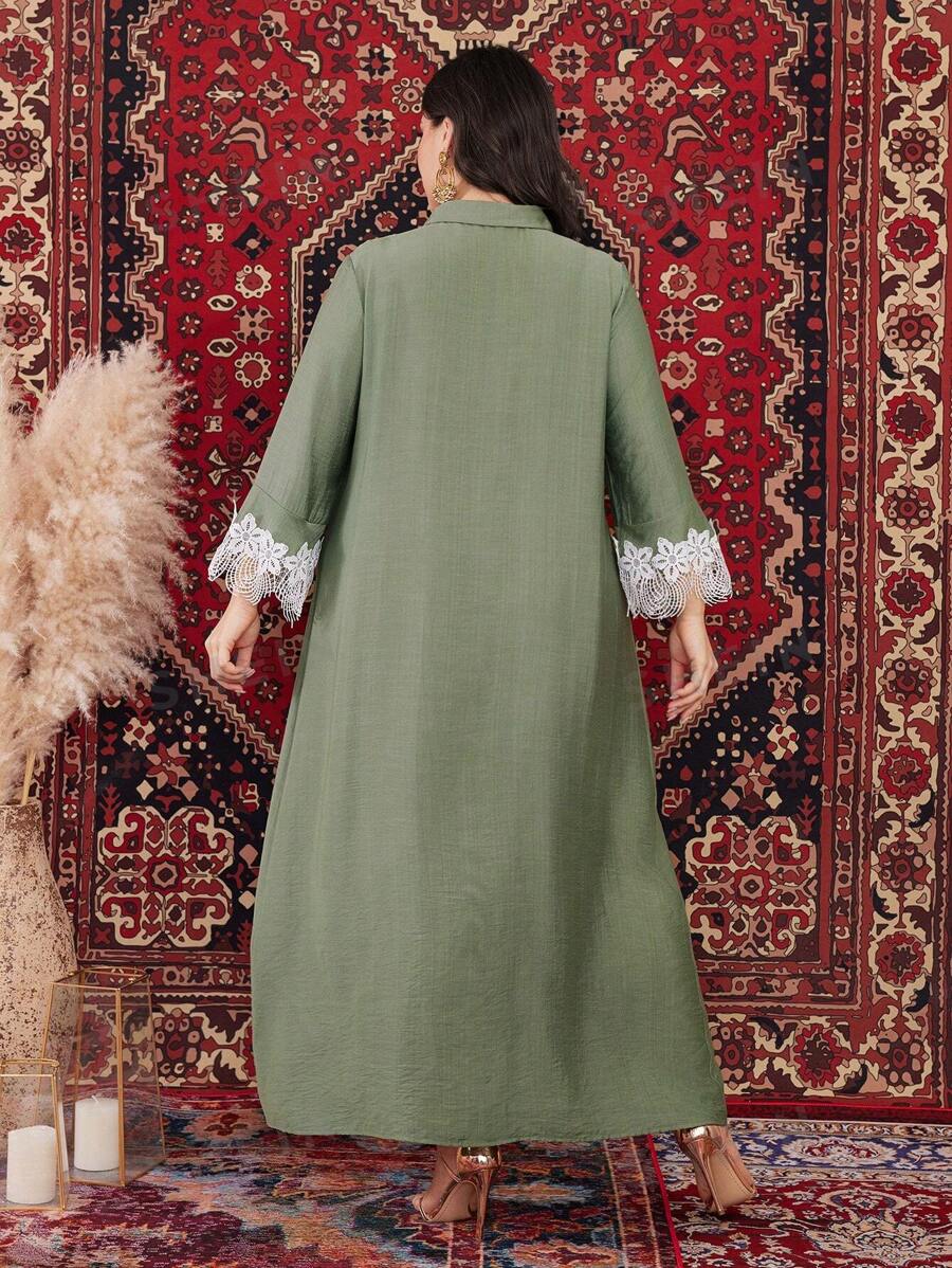 Shein Mulvari Vêtements Arabes Plissés Avec Dentelle Grande Taille