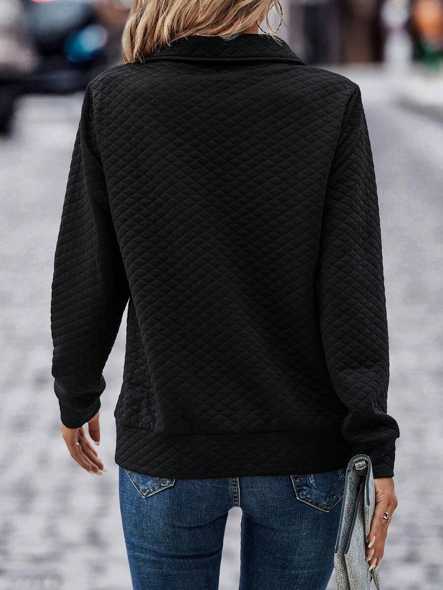 SHEIN Essnce Solid Half Zip Sweatshirt | SHEIN USA