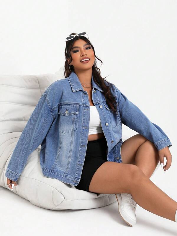 Plus Size Denim Jackets | Fashion Plus Size Denim Jackets | SHEIN USA