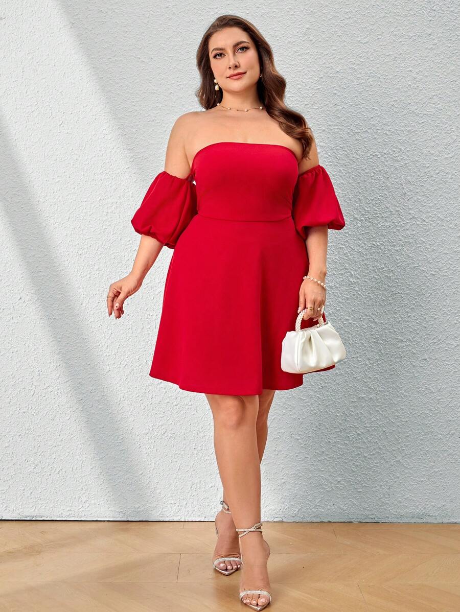 SHEIN Privé Elegant And Romantic Wedding Season Red Pleated A-Line ...