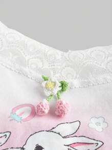 Kawaii Women's Cartoon Rabbit Lace Hem Camisole Tank Top | SHEIN UK
