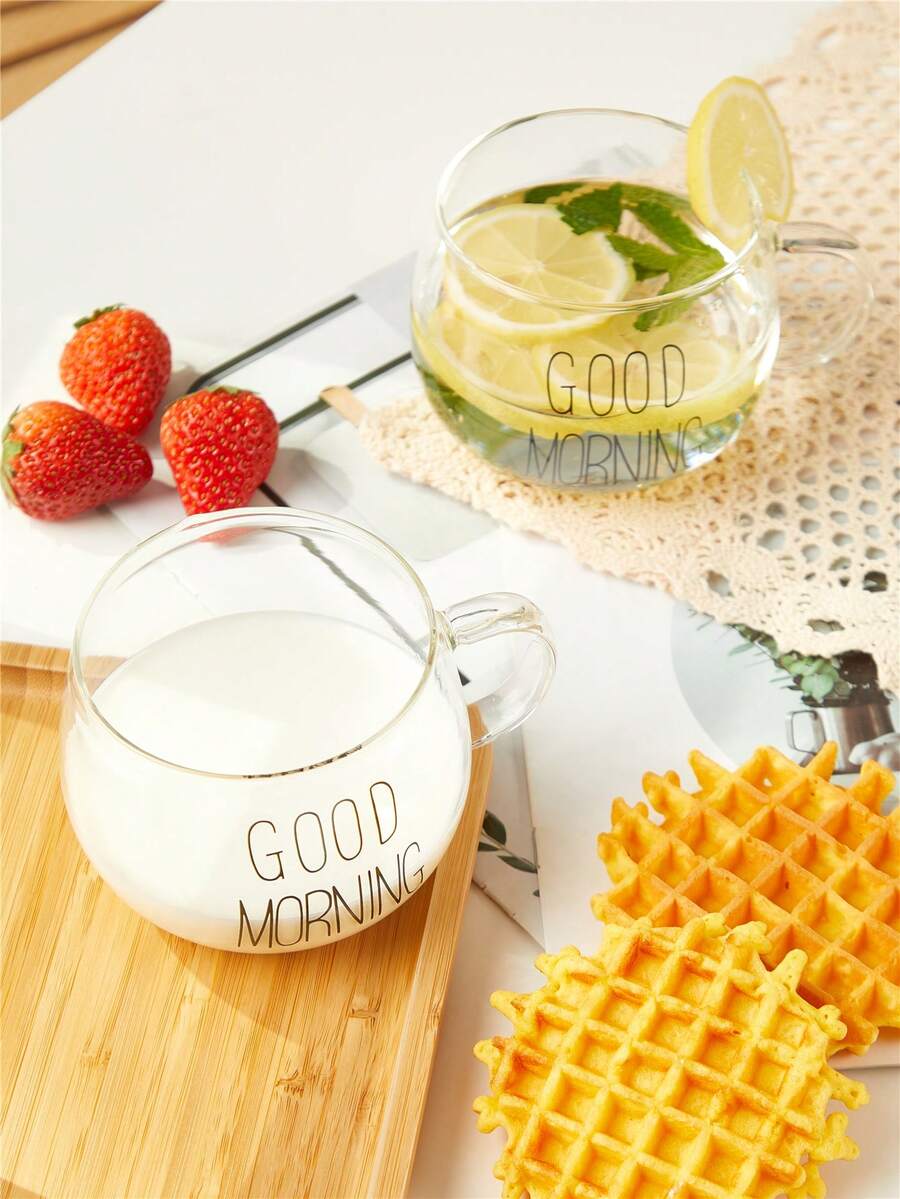 SHEIN Basic living 1pc Transparent Glass Cups With Black Or White Good ...