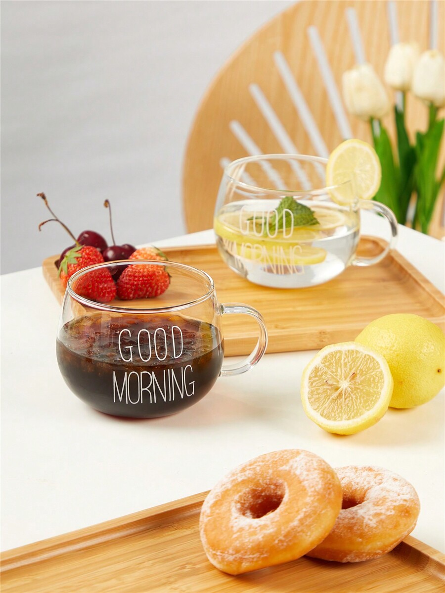 SHEIN Basic living 1pc Transparent Glass Cups With Black Or White Good ...