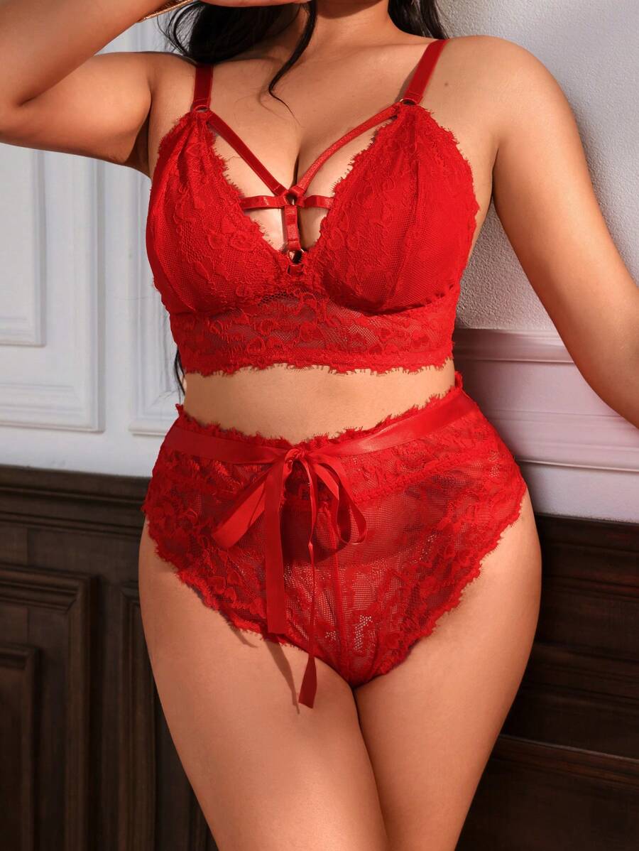 Plus Size Bra And Panty Set Without Steel Ring Valentines Day Special