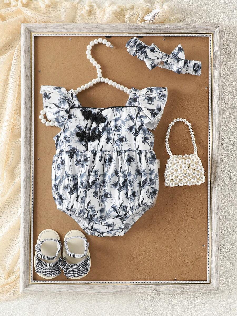 Baby Girl's Stylish Hanfu Style Bodysuit And Crab Clothes For One Year ...