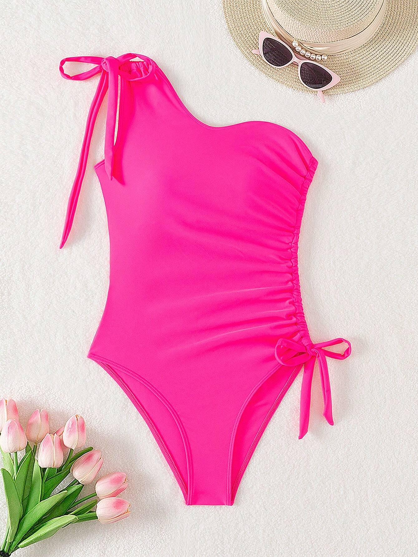 Shein Swim Chicsea Summer Beach Womens One Shoulder Sleeveless One