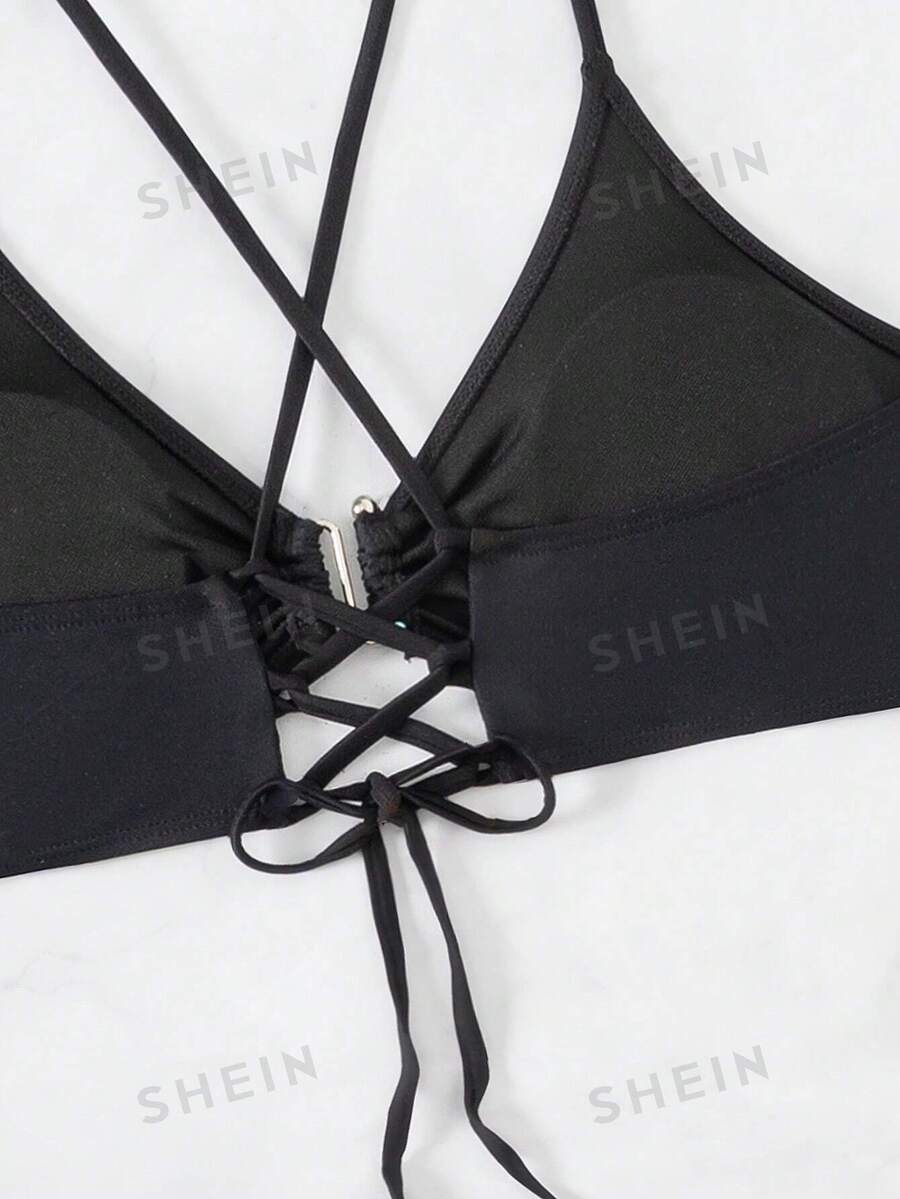 One-Piece Back Cross Straps Swimsuit Top | SHEIN USA