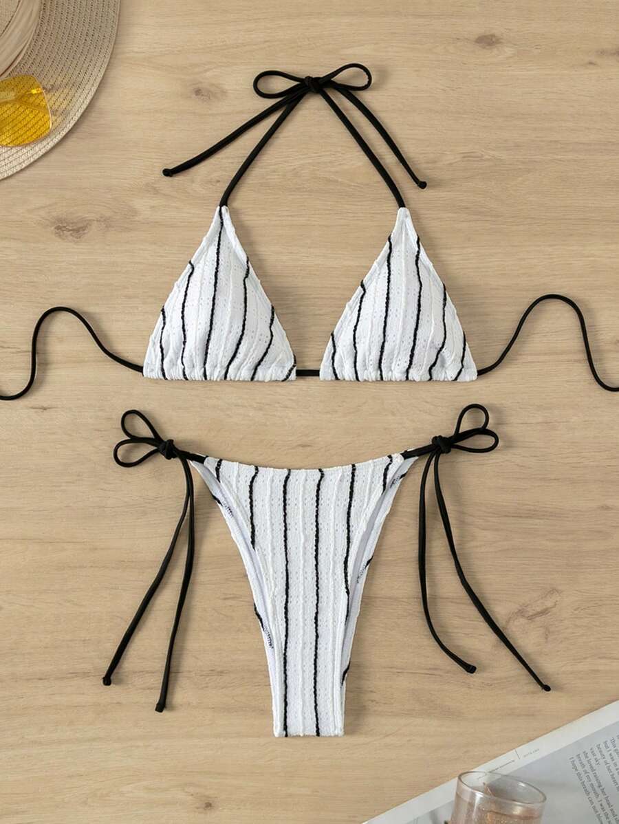 Color Block Cut Out Knot Detail Side Swimsuit Set Shein Uk