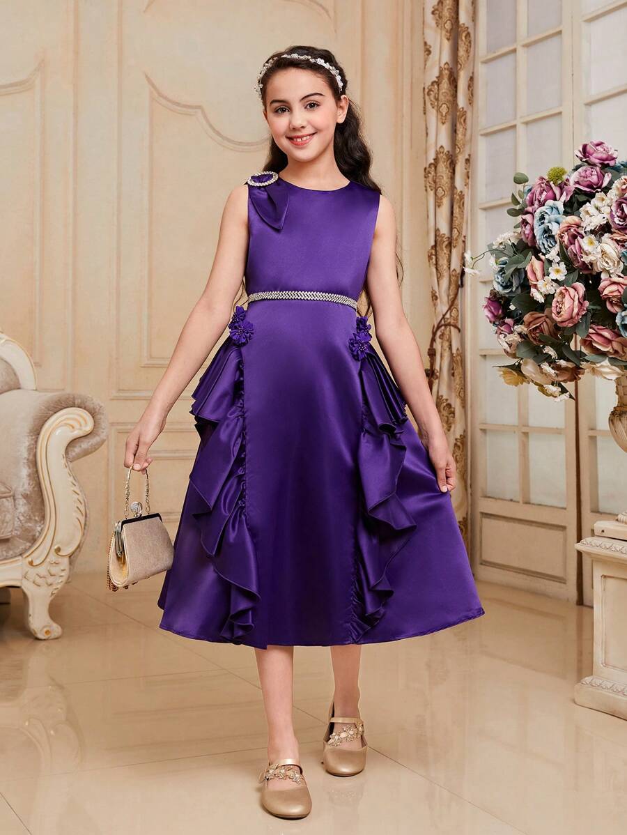 SHEIN Vestido Sin Mangas De Moda Para Niñas Con Floja Caída Y ...