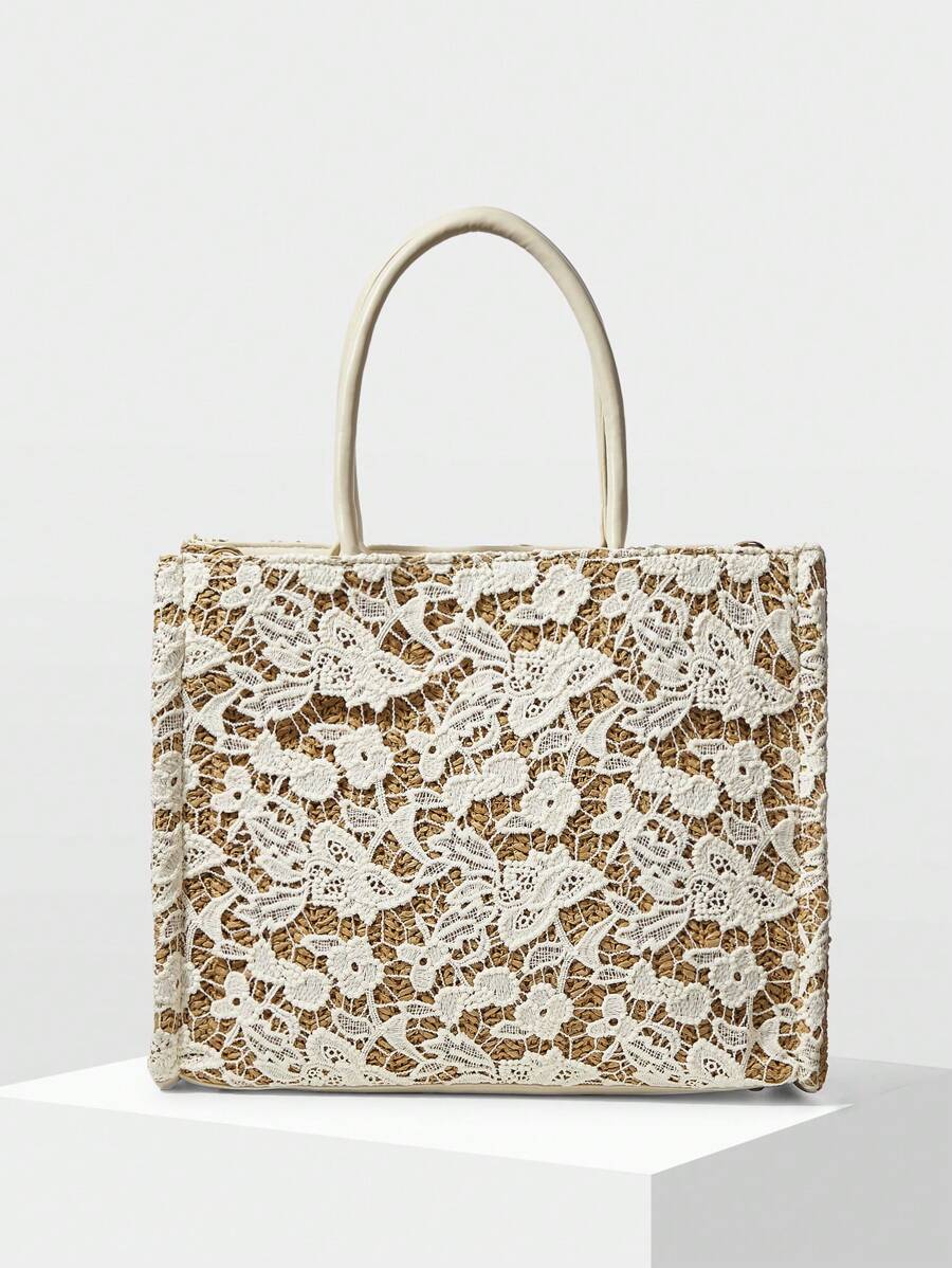 MOTF PREMIUM WOMEN LACE DESIGN TOTE BAG | SHEIN USA