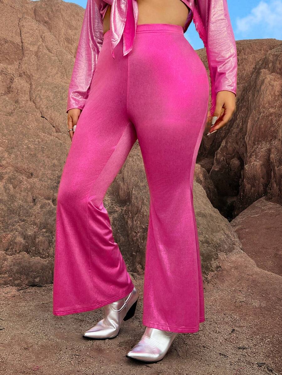 Allurite Plus Size Solid Color Flared Pants | SHEIN USA