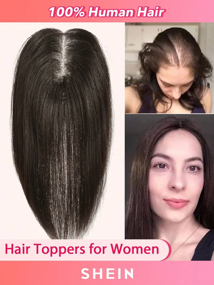 Hair Toppers for Women Real Human Hair Upgraded Lace Base No Bangs Hair ...