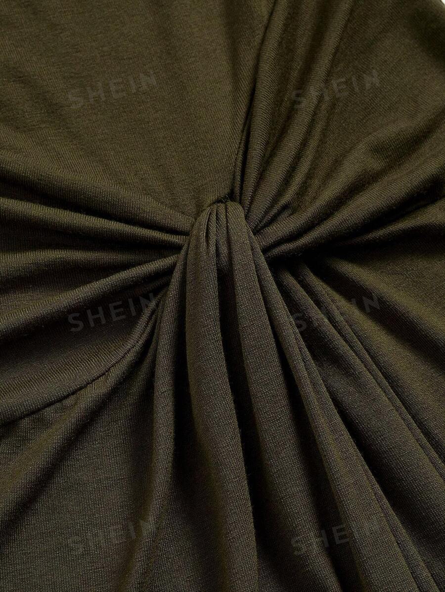 SHEIN Clasi Women's Solid Color Twist Slim Fit Summer Bodycon Dress ...