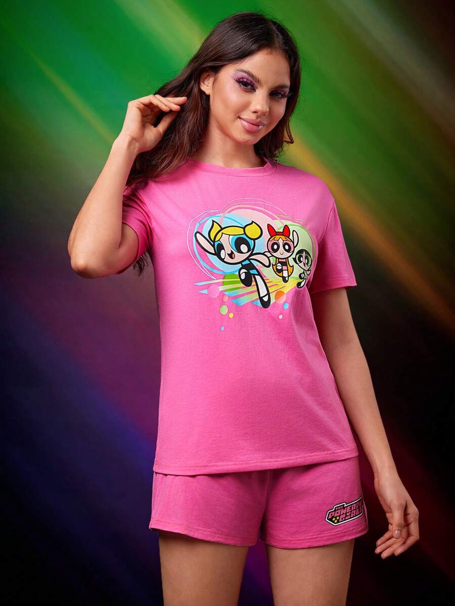 THE POWERPUFF GIRLS X SHEIN Cartoon Graphic PJ Set | SHEIN USA