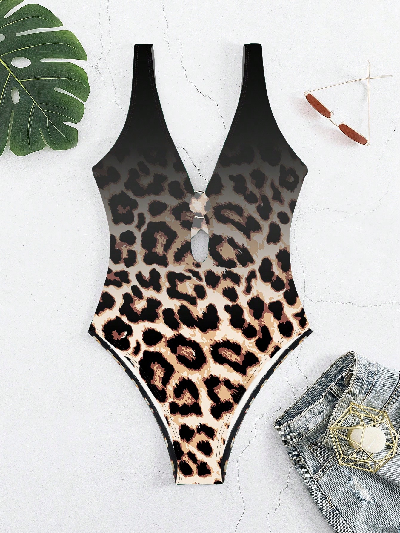 Women's One-Piece Leopard Print Swimsuit | SHEIN UK