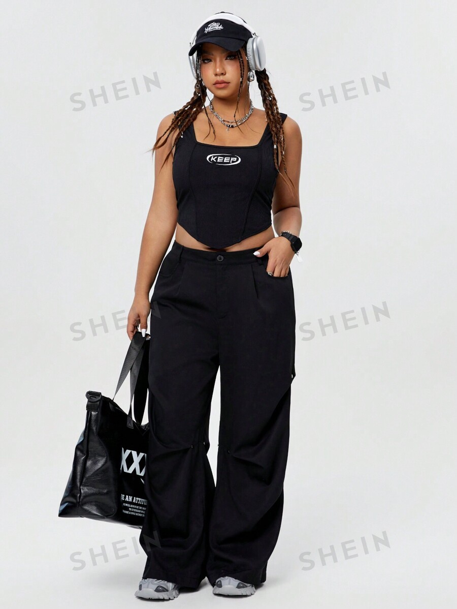 SHEIN Coolane Damen Übergröße Y2k Stil eng anliegendes Tank Top für den Sommer mit Alphabet ...
