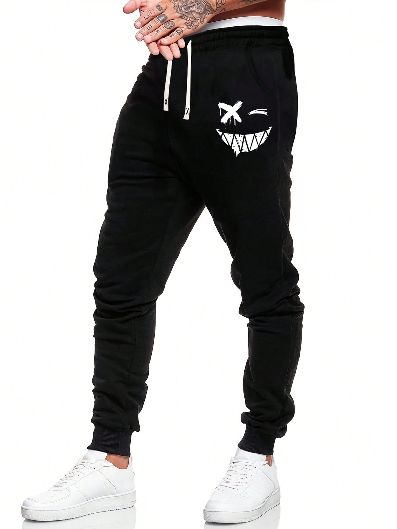 Men's Casual Sports Laughing Face Patterned Sweatpants With Elastic ...