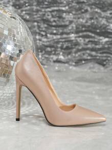 Bombas casuales y versátiles de tacón alto delgado de 10,5 cm de punta ...