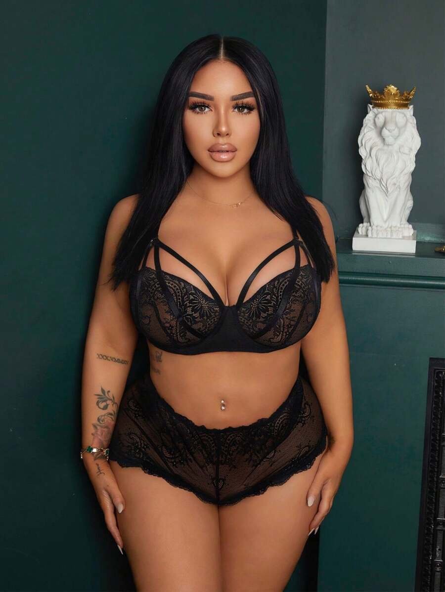 Plus Size Womens Hollow Out Lace Sexy Lingerie Set Shein Usa