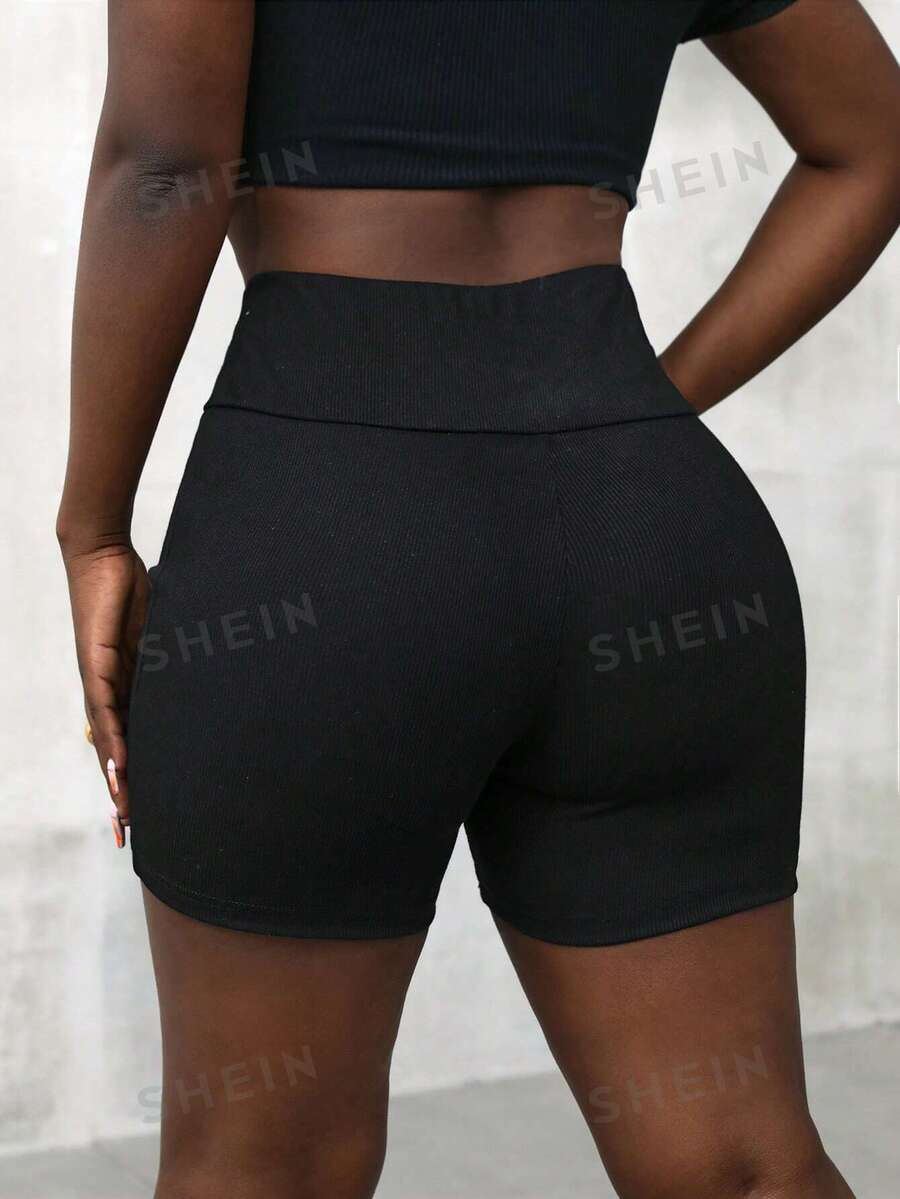 SHEIN Slayr Casual Solid Color V-Shaped Waist Tight-Fit Leggings ...