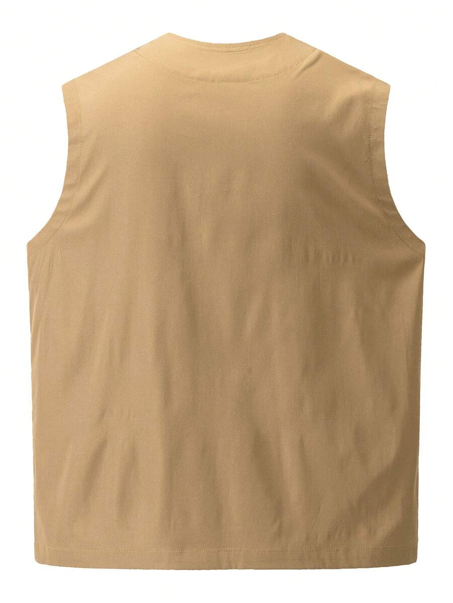 Manfinity LEGND Men's Plus Size Utility Vest With Pockets And Zipper ...