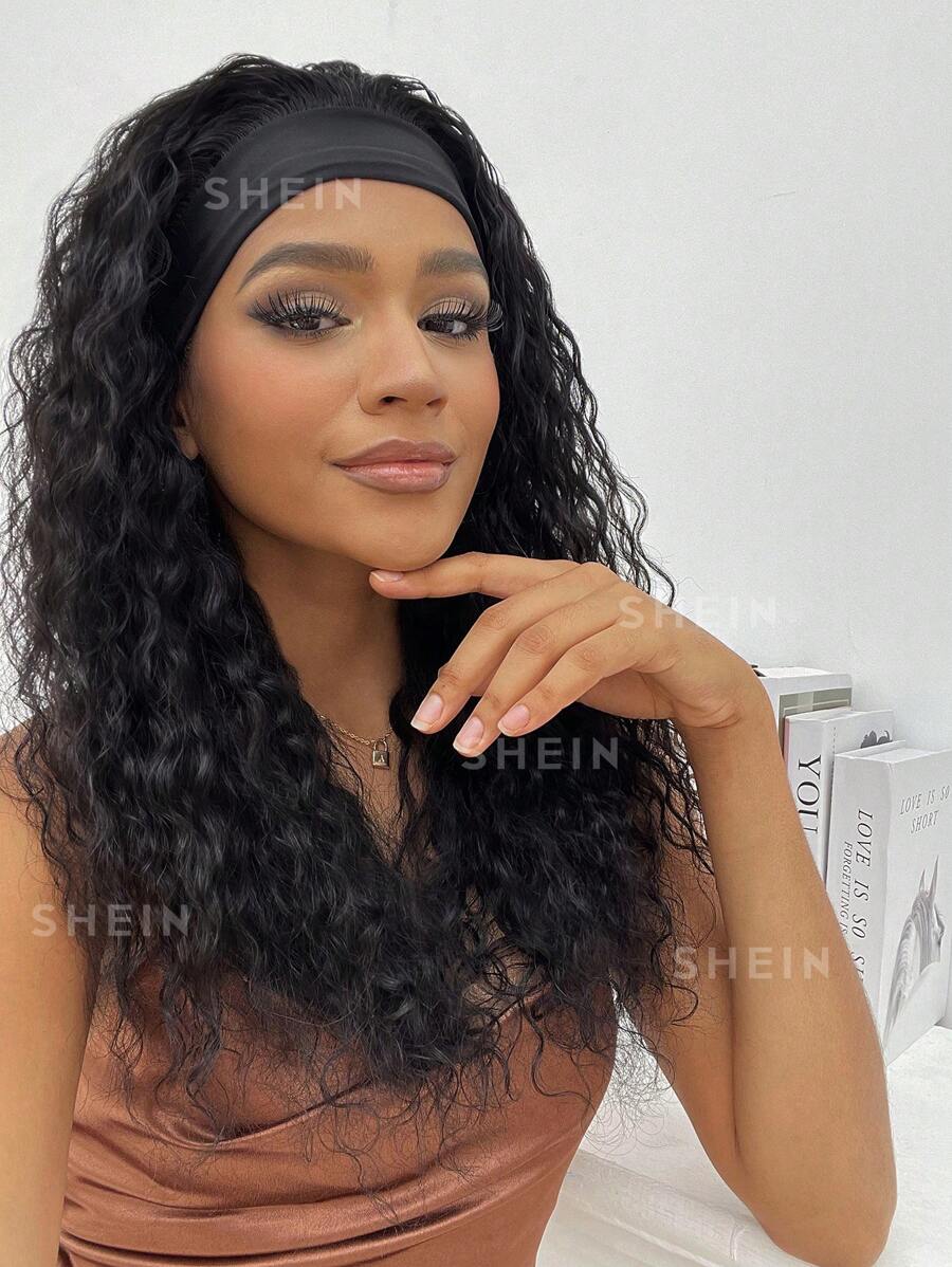 Watergolf Hoofdband Pruik Natuurlijke zwarte kleur Onverwerkt Braziliaans Maagdelijk haar ...