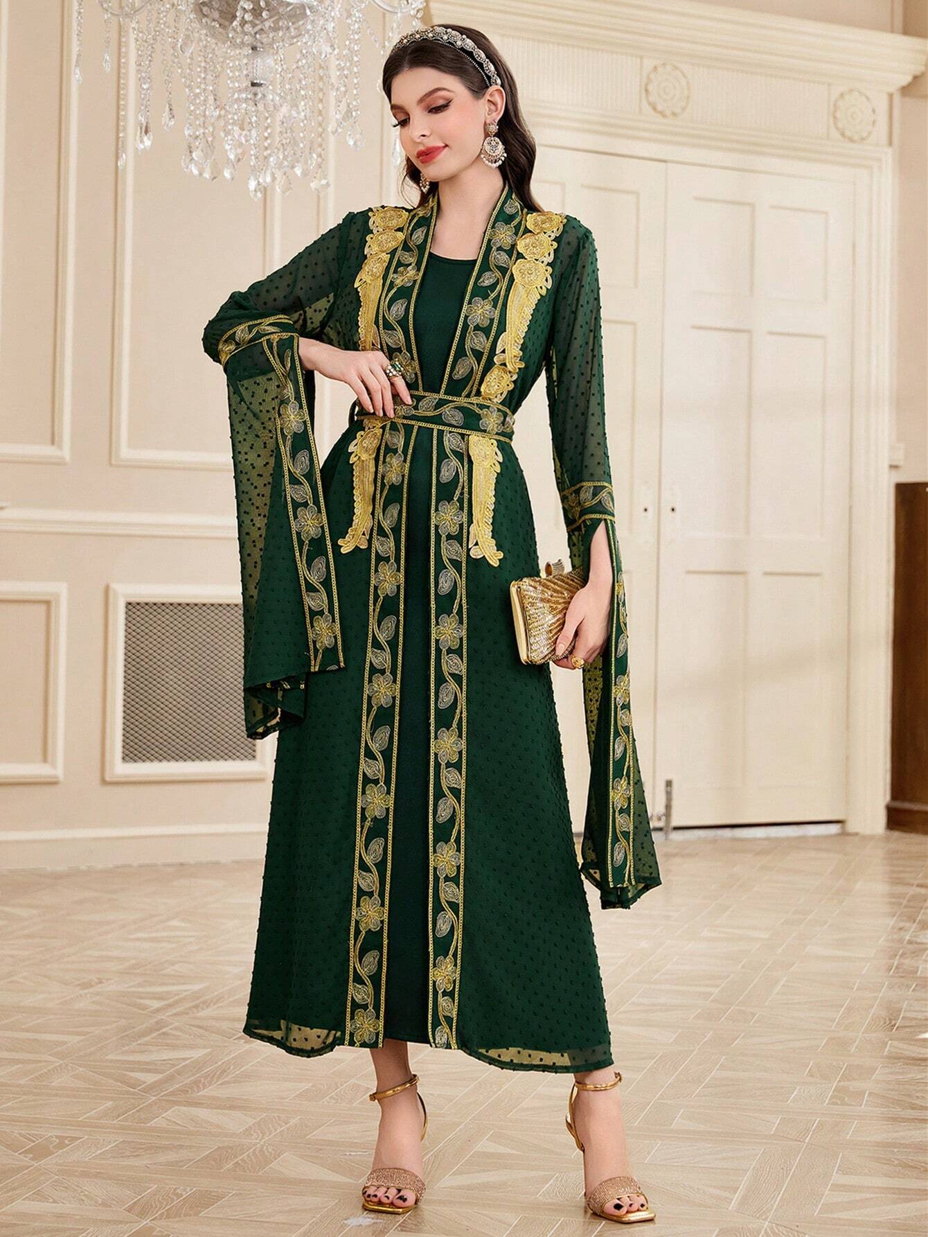 SHEIN Najma Ladies' Solid Color Dress With Water-Soluble Lace & Woven ...