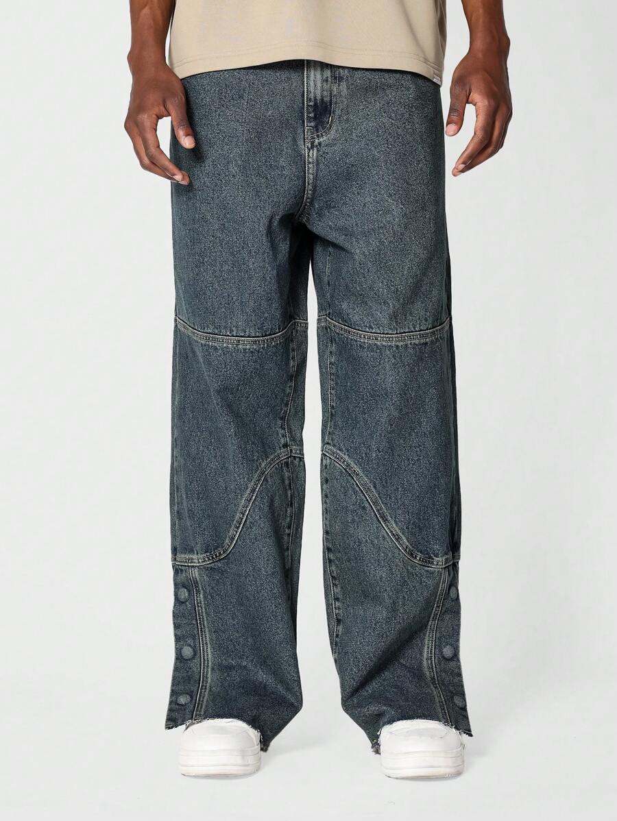 SUMWON Loose Fit Carpenter Detail Jean With Side Snap | SHEIN USA