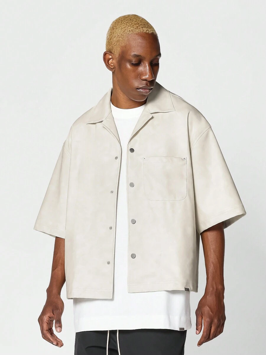 SUMWON Oversized Boxy Fit PU Shirt | SHEIN USA