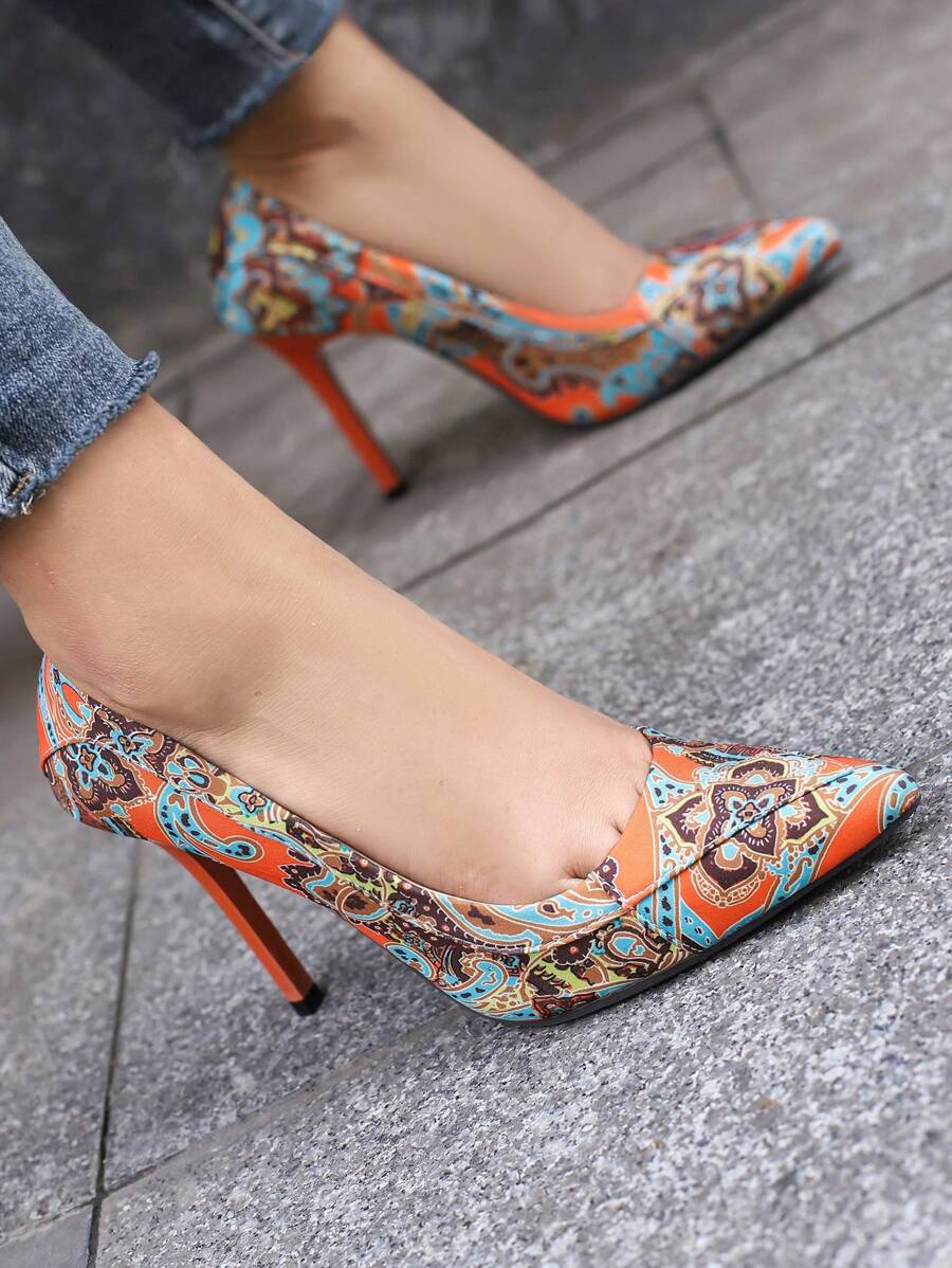 Bohemian Style High Heel Shoes With Tropical Pattern, Sexy & Ideal For ...