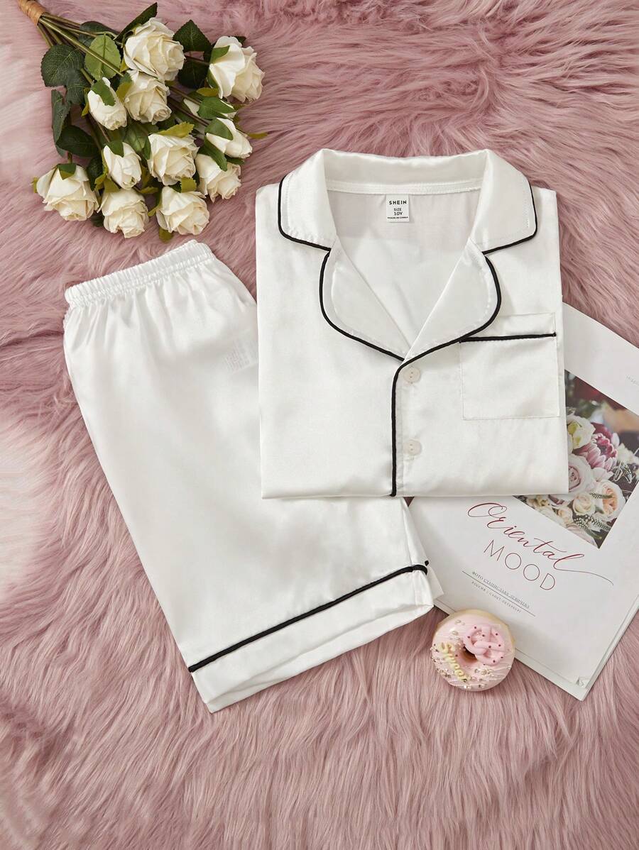 Conjunto De Camiseta De Manga Corta De Satén Cómoda Y Pantalones Cortos ...