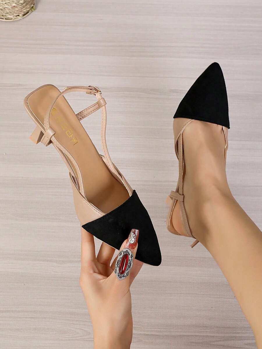 Women's Stiletto High Heel Shoes 2024 New Pointed Toe Splicing Pumps ...