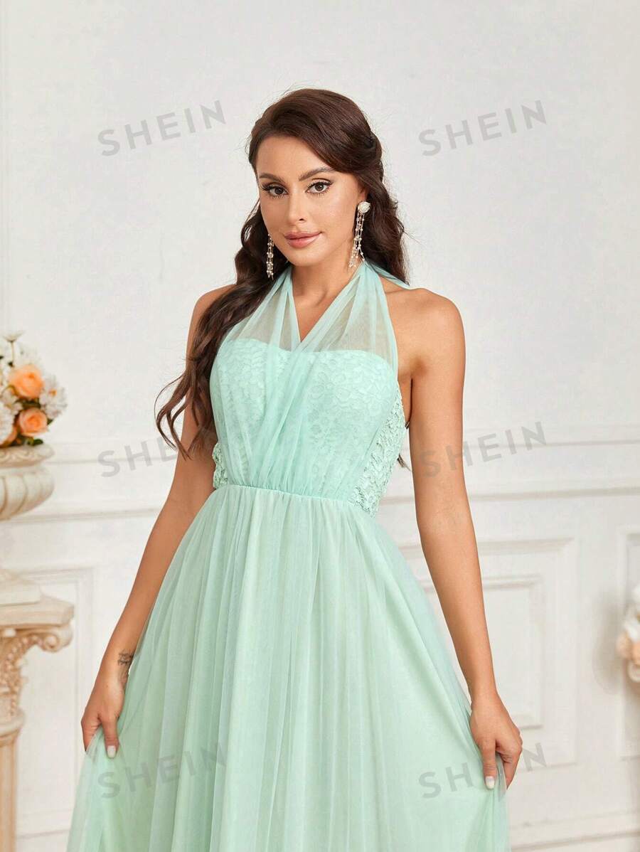 SHEIN Belle Romantisches fließendes Kleid für Frauen mit Saum ...