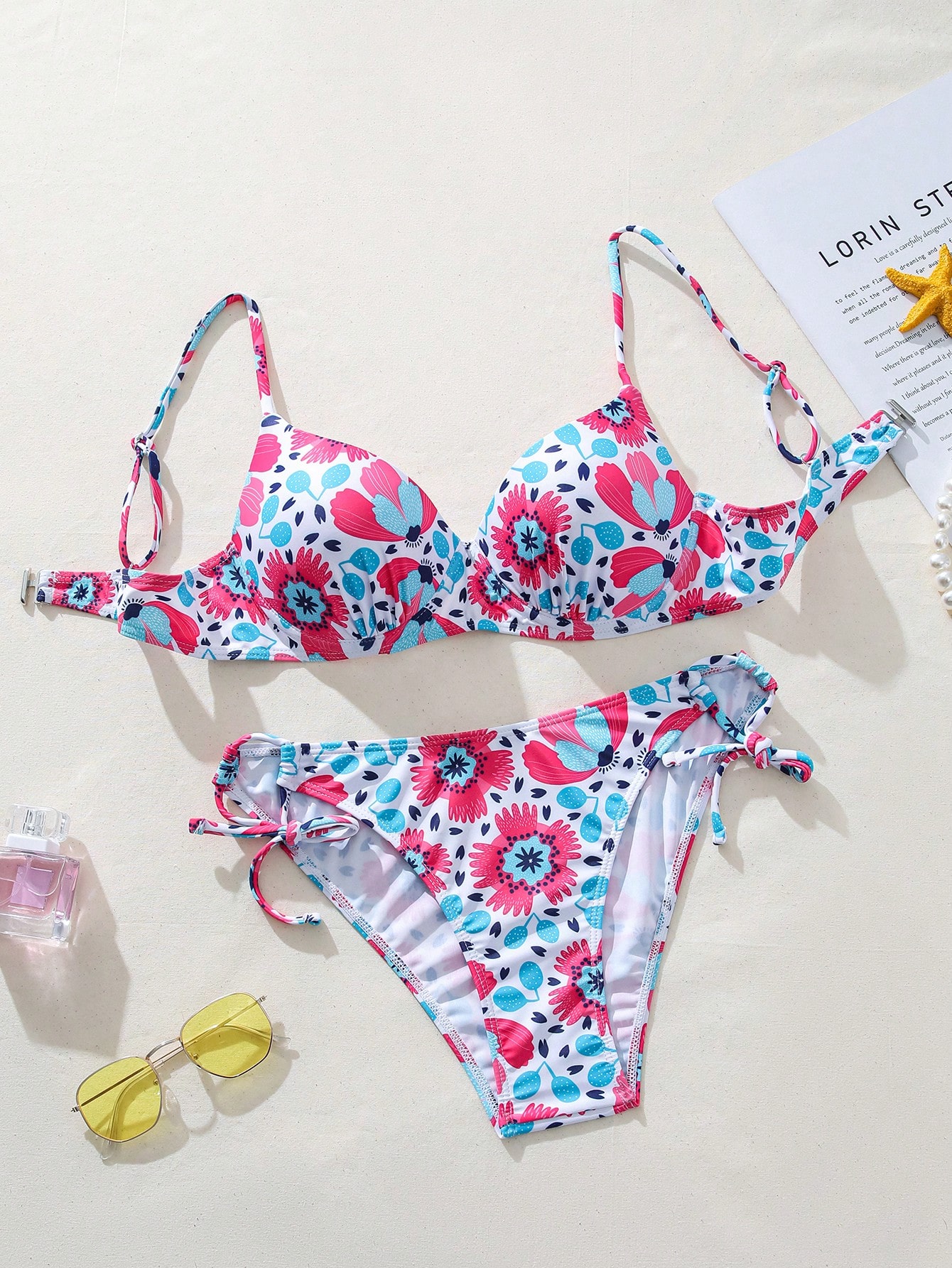 SHEIN Swim Vcay Women's Floral Printed Swimsuit Set With Thin Shoulder ...